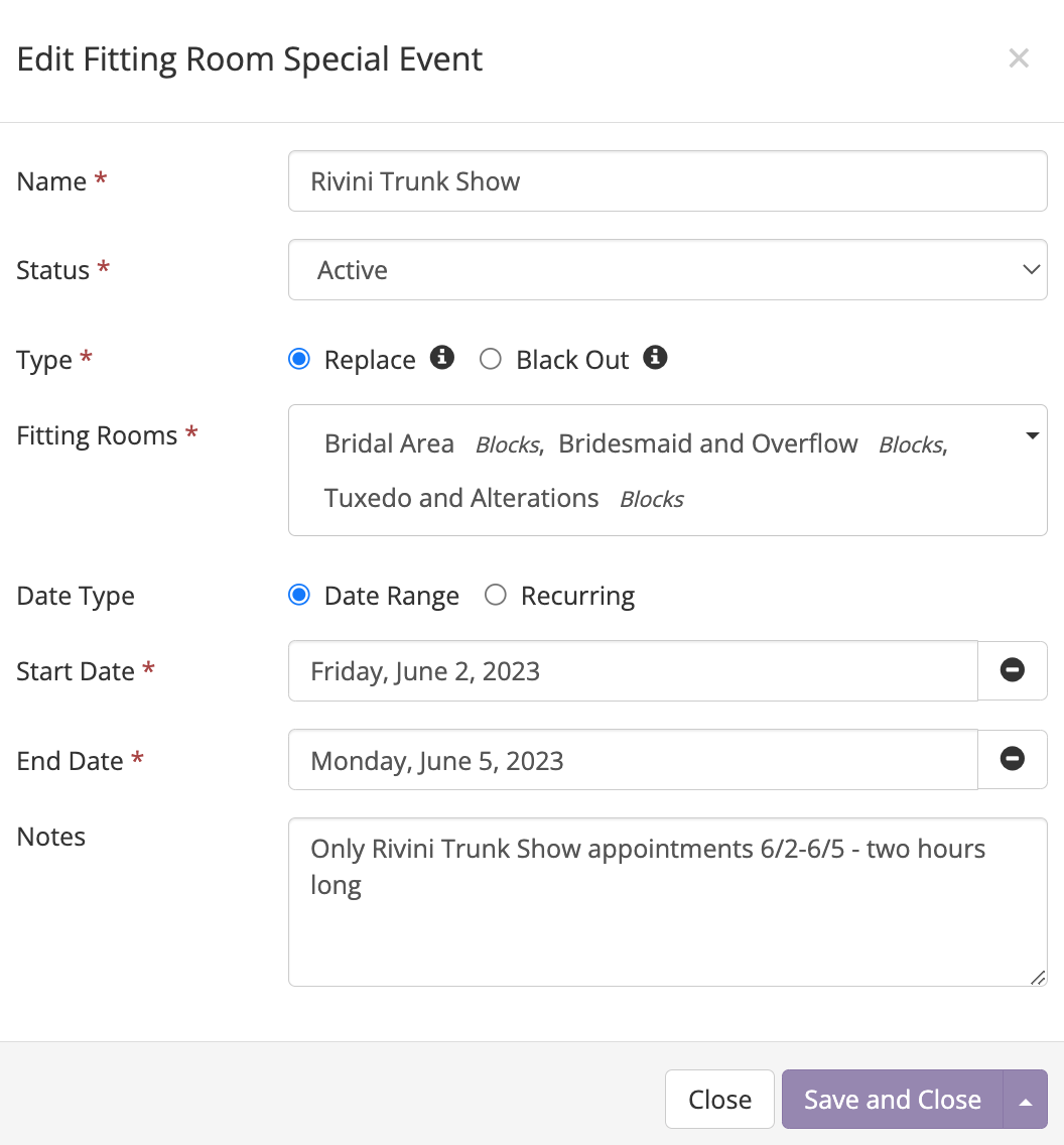 Special Events Setup Guide BridalLive
